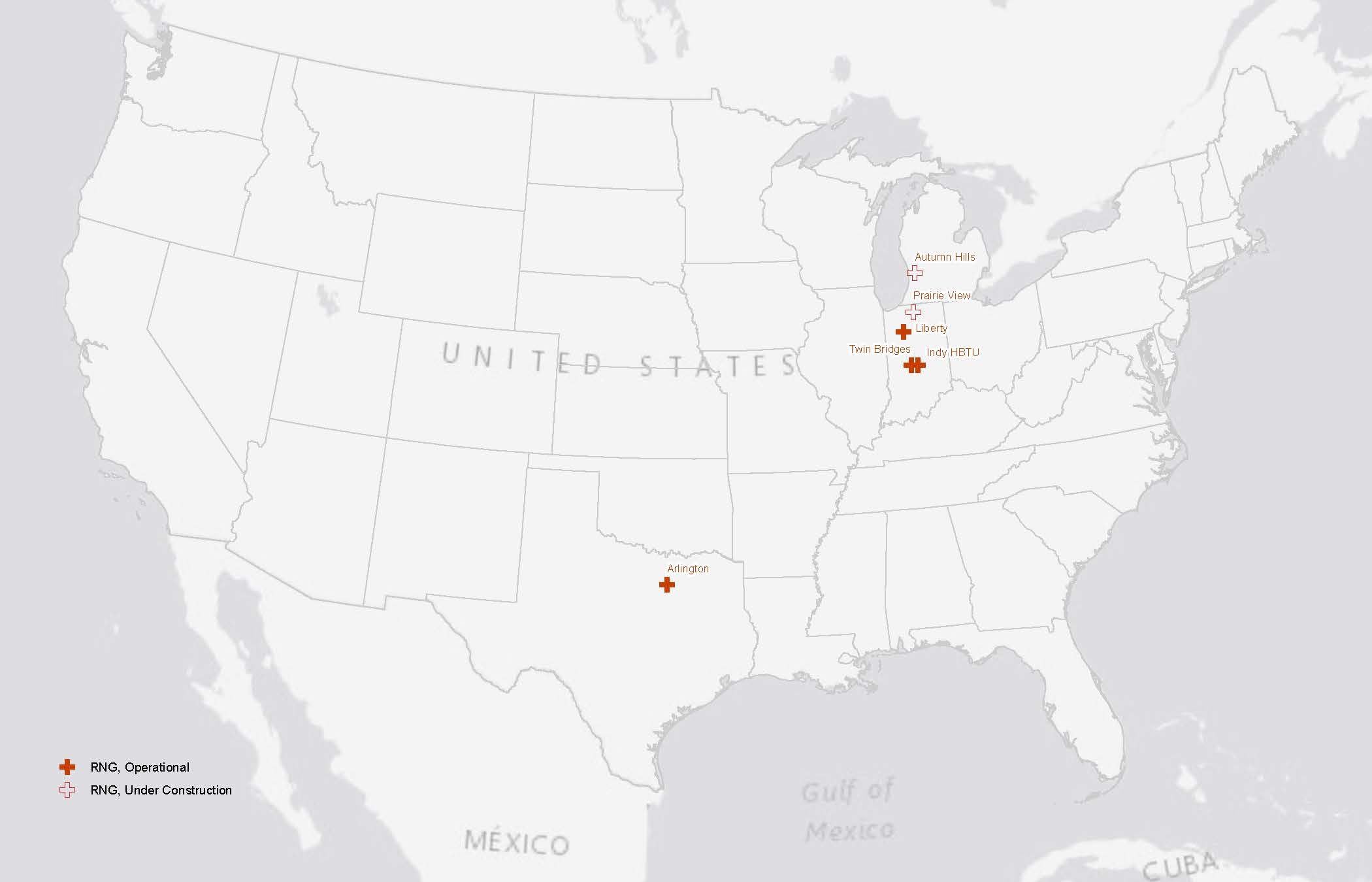 Kinder Morgan Renewable Gas Asset Map